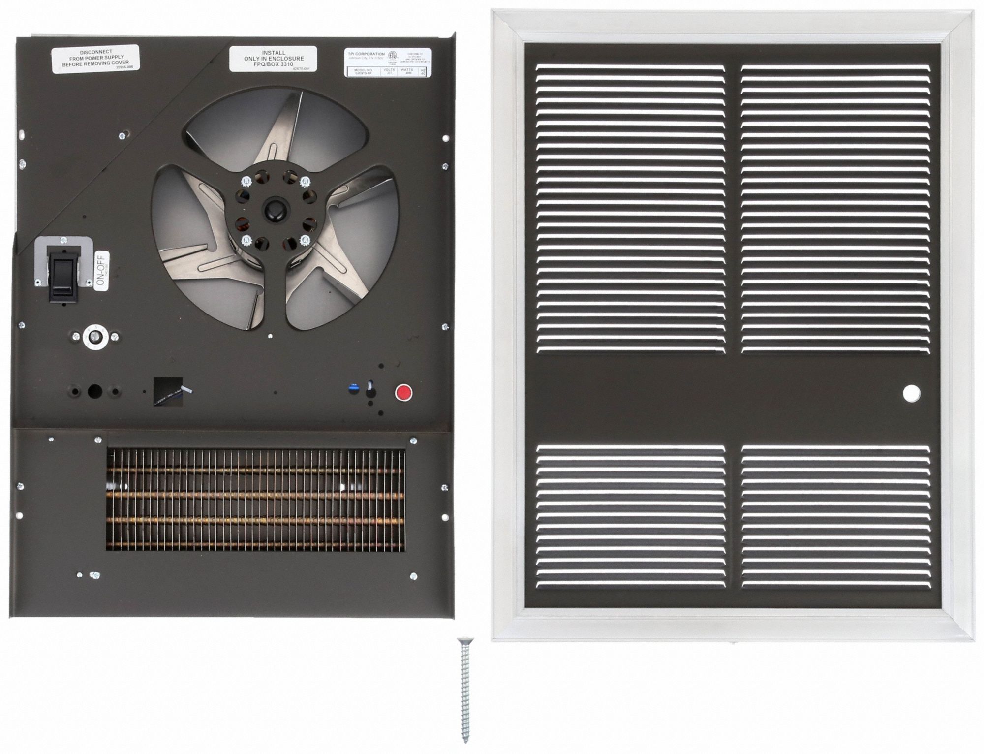 MARKEL PRODUCTS Recessed Electric Wall-Mount Heater, 4000W, 277V AC, 1 ...