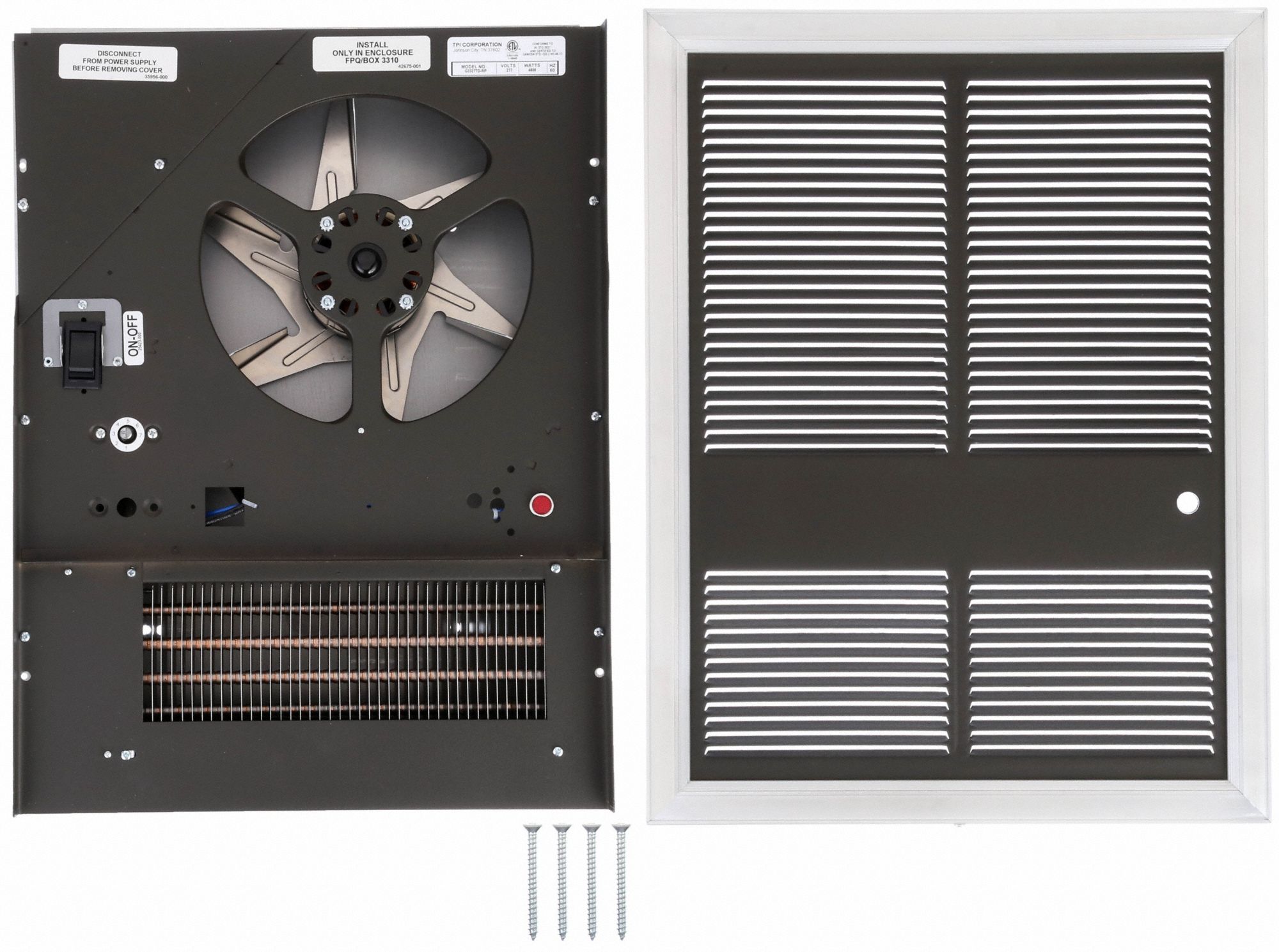 MARKEL PRODUCTS Recessed Electric Wall-Mount Heater, 4,800W, 277V AC, 1 ...