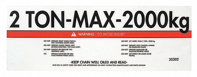 CM, Electric Chain Hoists, 4,000 lb Compatible Load Capacity, Capacity ...