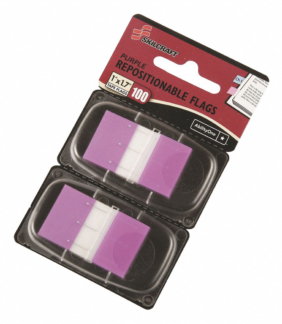 ABILITY ONE, Purple, 25 Sheets per Pad, Sticky Flags - 31UE07|7510-01 ...