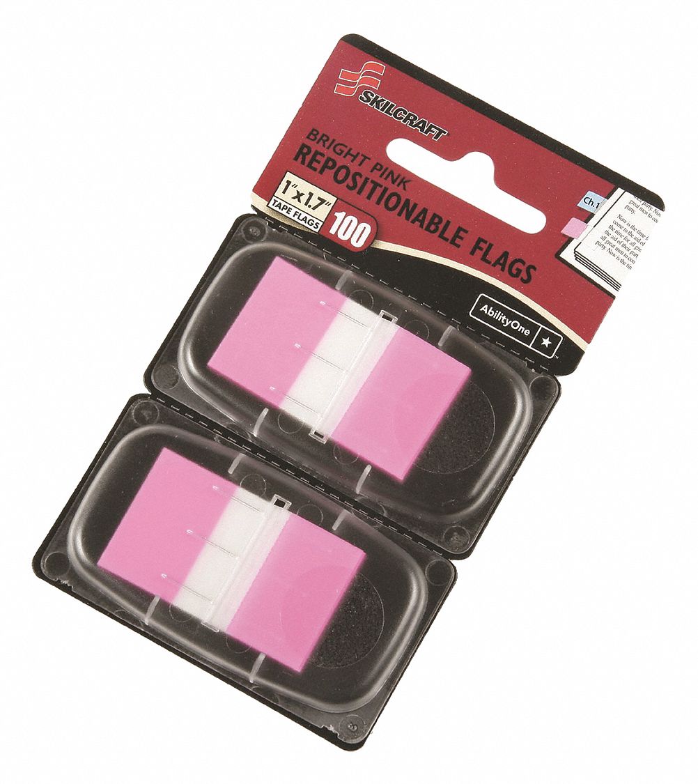ABILITY ONE, Pink, 25 Sheets per Pad, Sticky Flags - 31UE11|7510-01-399 ...