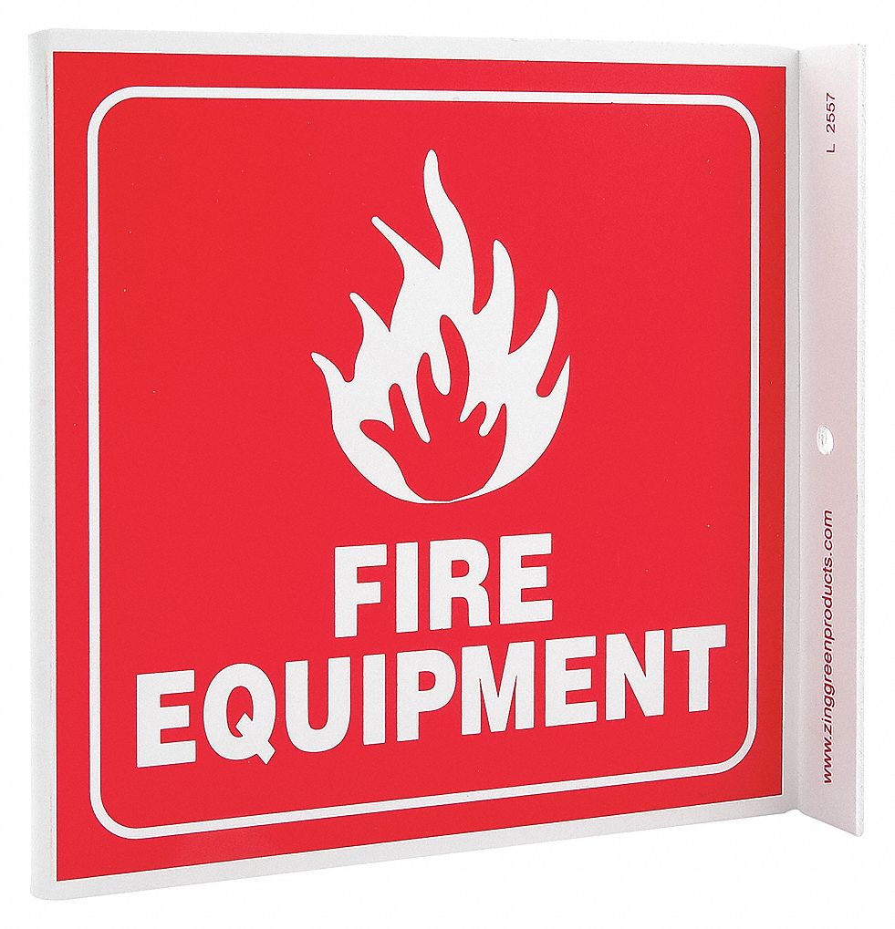 ZING L SIGN FIRE EQUIPMENT 7X7 PL - Safety, Facility and Grounds Signs ...