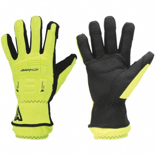 ANSELL, Hi-Viz Yellow, Polyurethane Palm, Mechanics Gloves - 31VF74|46 ...