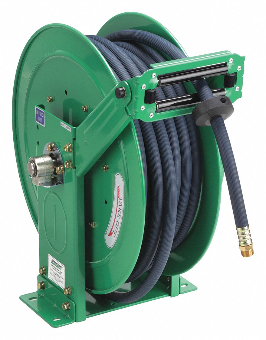 100 ft (1/2 in I.D.), 1/2 in MNPT, Spring Return Hose Reel - 31XG66 ...