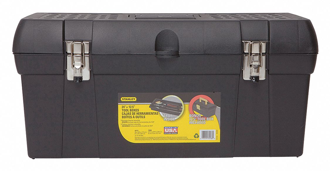 Plastic, Portable Tool Box, 23-41/64 in Overall Width, 11-5/16 in ...