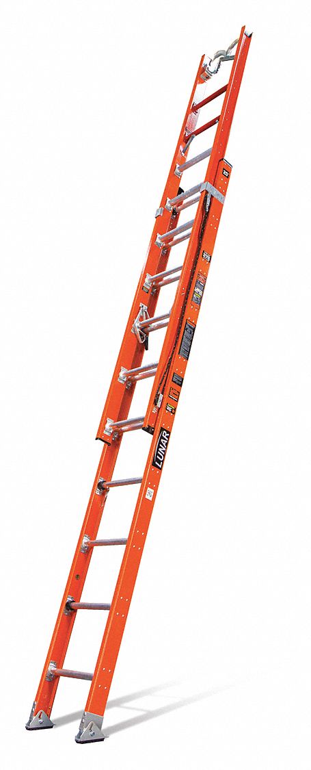 20 ft Fiberglass Extension Ladder, 300 lb Load Capacity, 48.0 lb Net ...