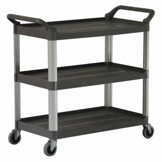 200 lb Load Capacity, Black, Dual-Handle Utility Cart with Lipped ...