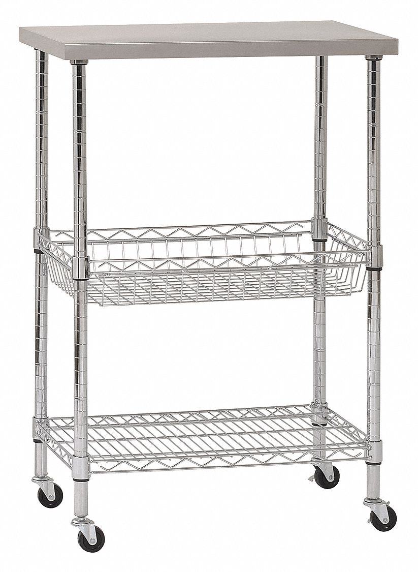 Wire Cart, 415 lb Load Capacity, Number of Shelves 3 - Grainger