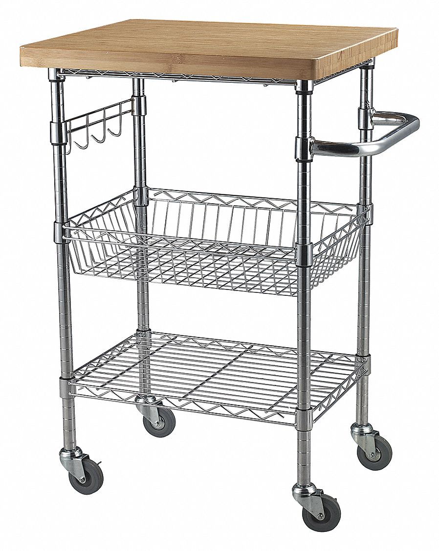 Wire Cart, 415 lb Load Capacity, Number of Shelves 3 - Grainger