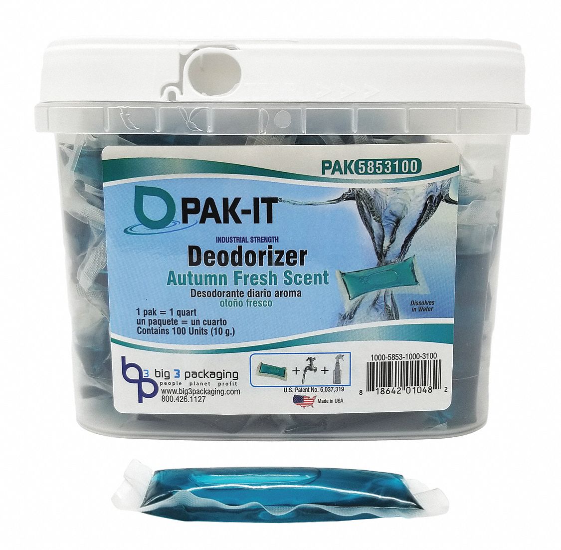 Autumn Fresh Deodorizer,Aqua,100 Pod Tub - Grainger