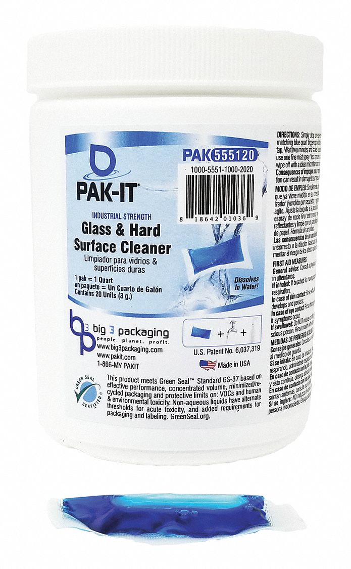 Glass/Hard Surface Cleaner,Blue,20 Pods - Grainger