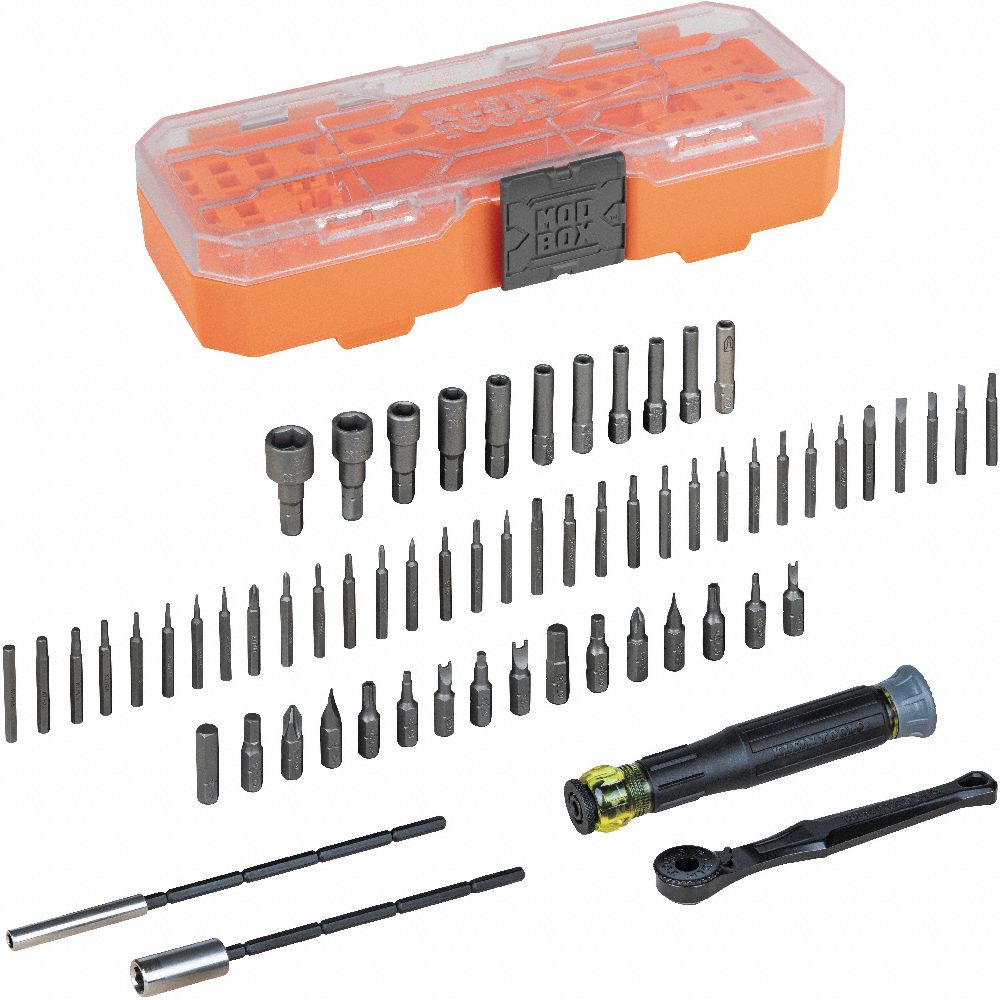 KLEIN TOOLS, MODbox™, 64 Pieces, Precision Ratchet and Driver System ...
