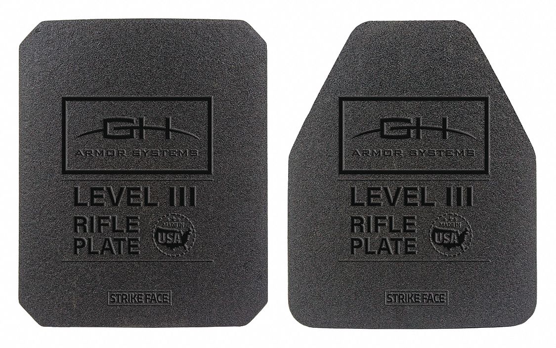 GH ARMOR SYSTEMS, NIJ 0101.06 Level 3 Ballistics, 10 in x 12 in, Body Armor Plate - 327UL8|GH ...