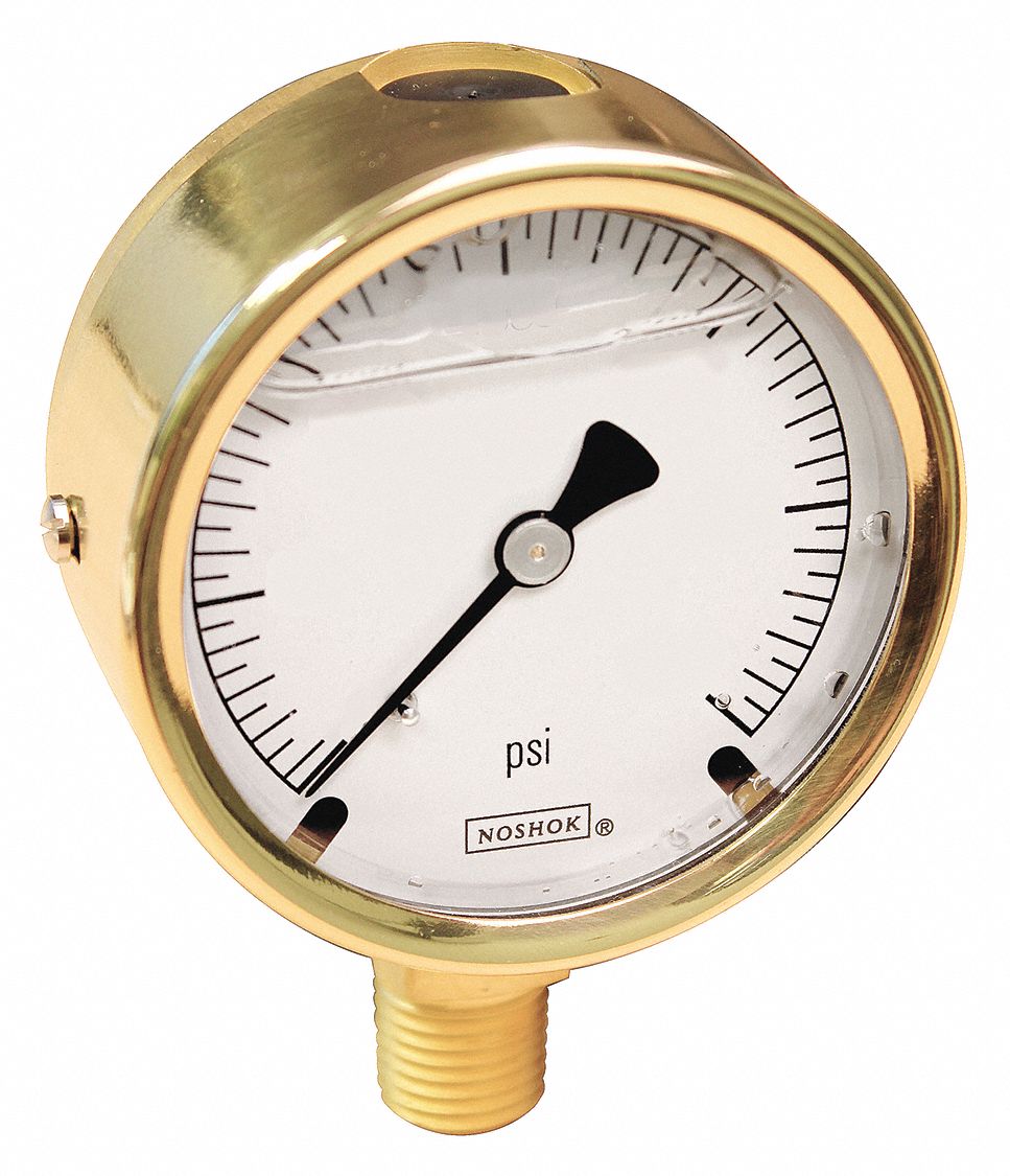Brass Case Pressure Gauge,30 psi - Grainger