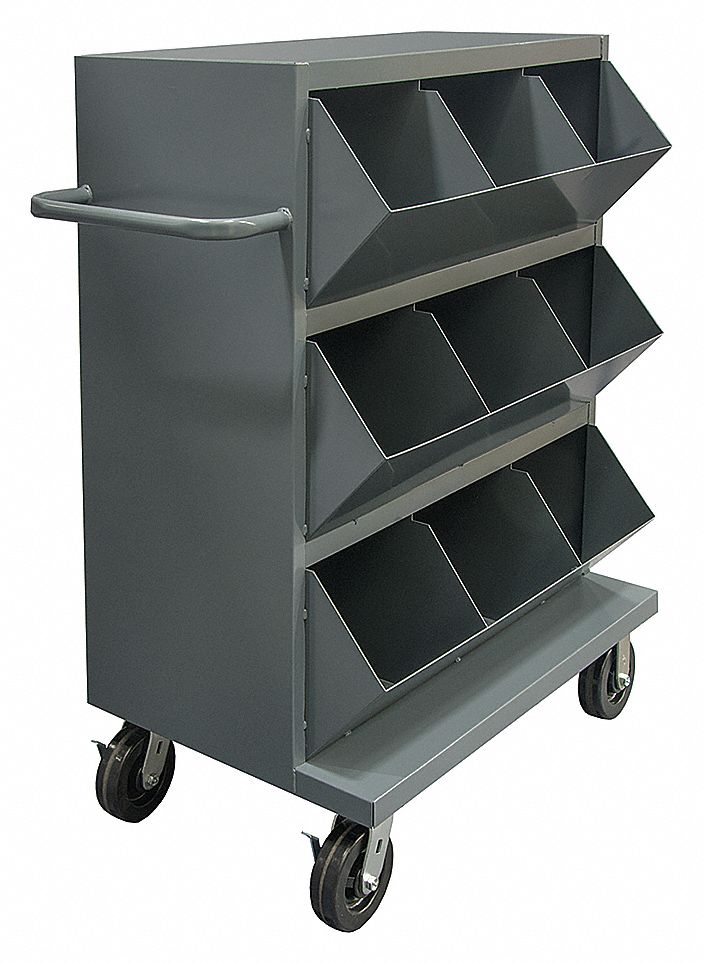 GRAINGER APPROVED MOBILE STORAGE BIN 2400 LB STL 36IN - Compartmented ...