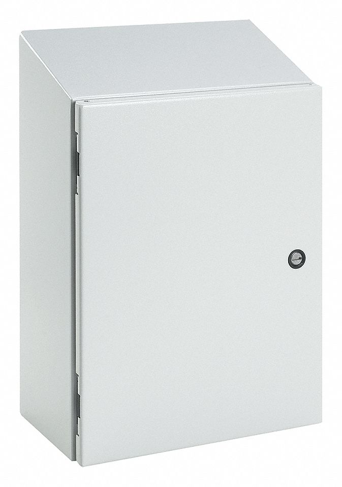 HOFFMAN, Steel, 24 in x 24 in x 12 in, Sloped Top Enclosure - 32FJ96 ...