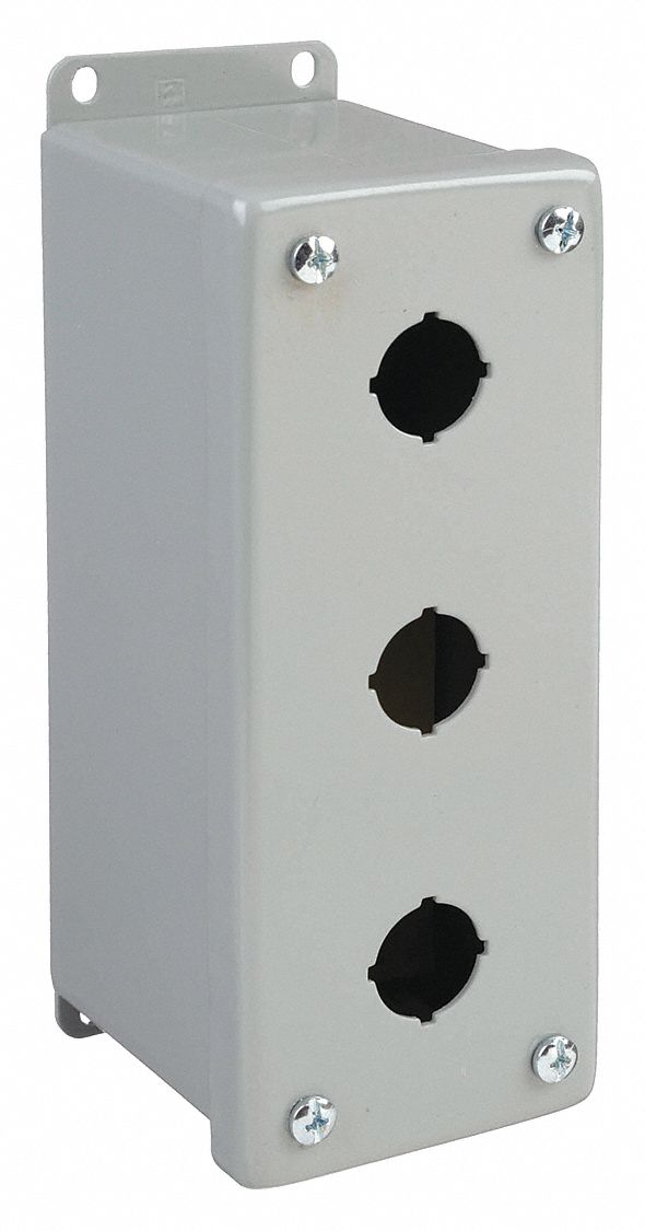 HOFFMAN, 22mm, 3 Holes, Push Button Enclosure - 32FR19|E3PBGXM - Grainger