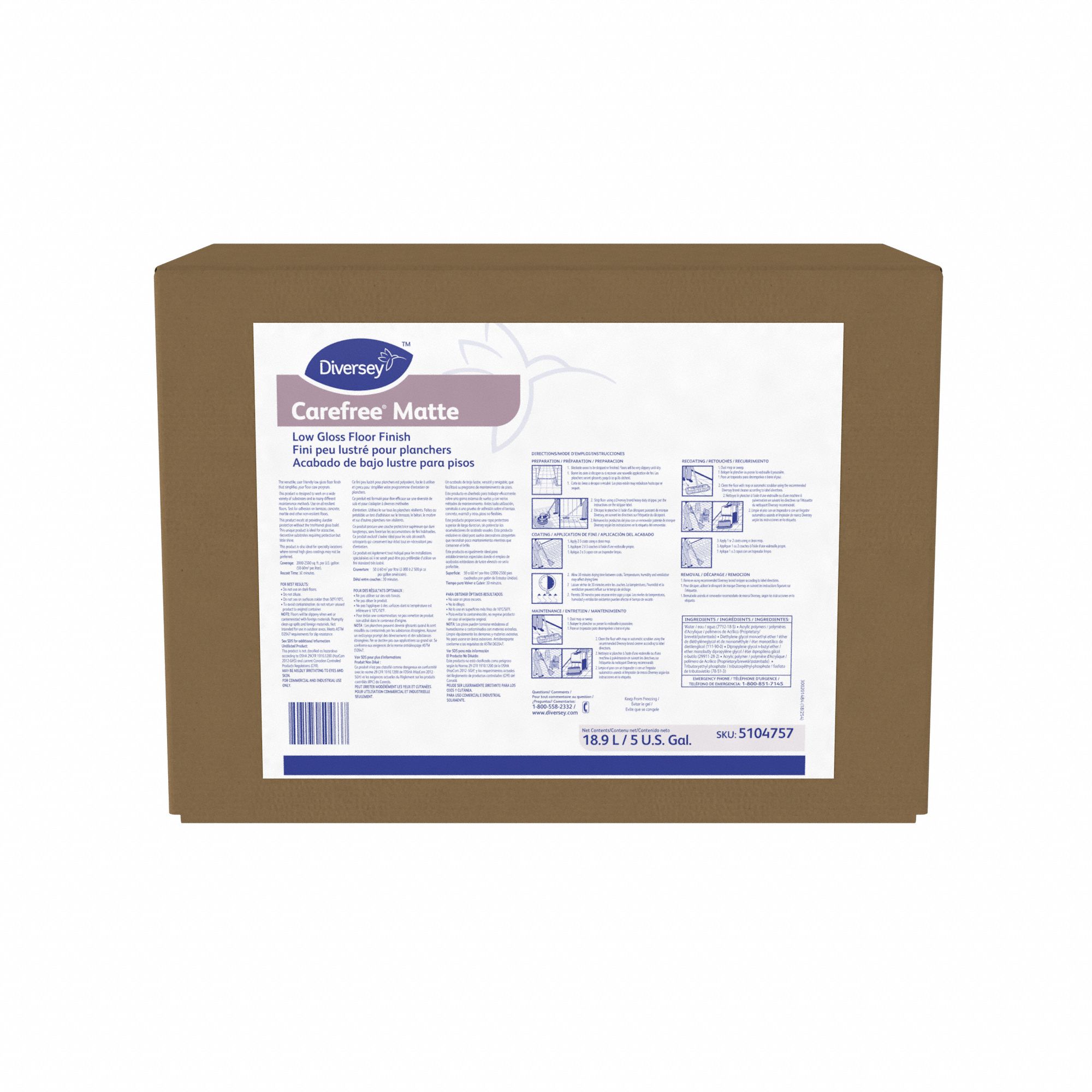 DIVERSEY, Box, 5 gal Container Size, Floor Finish - 32GM36|5104757 ...