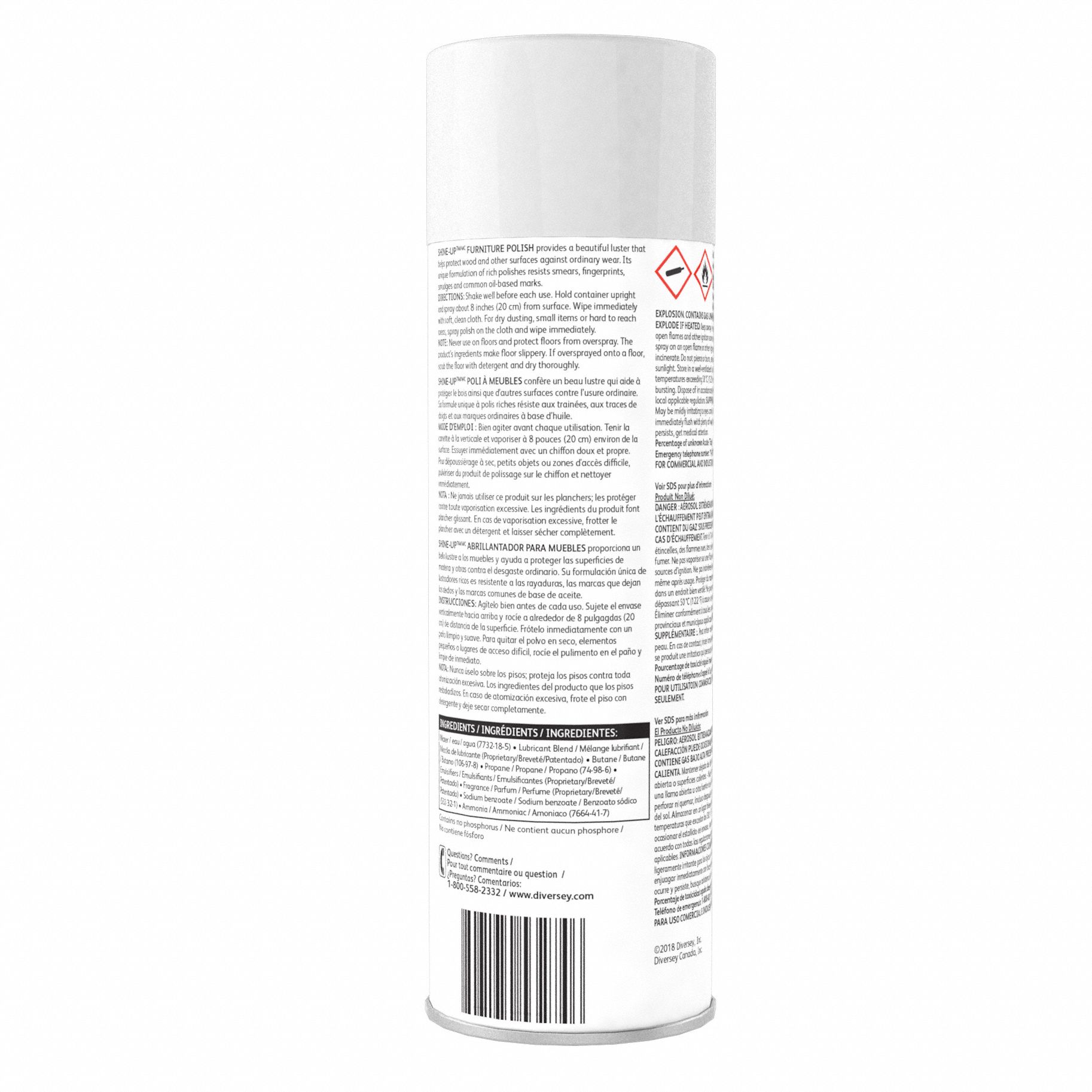 DIVERSEY Furniture Polish: Aerosol Spray Can, 19 oz Container Size ...