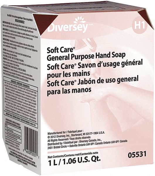 Fruity, Liquid, Hand Soap, 1000mL, Cartridge, Soft Care, PK 12 - Grainger