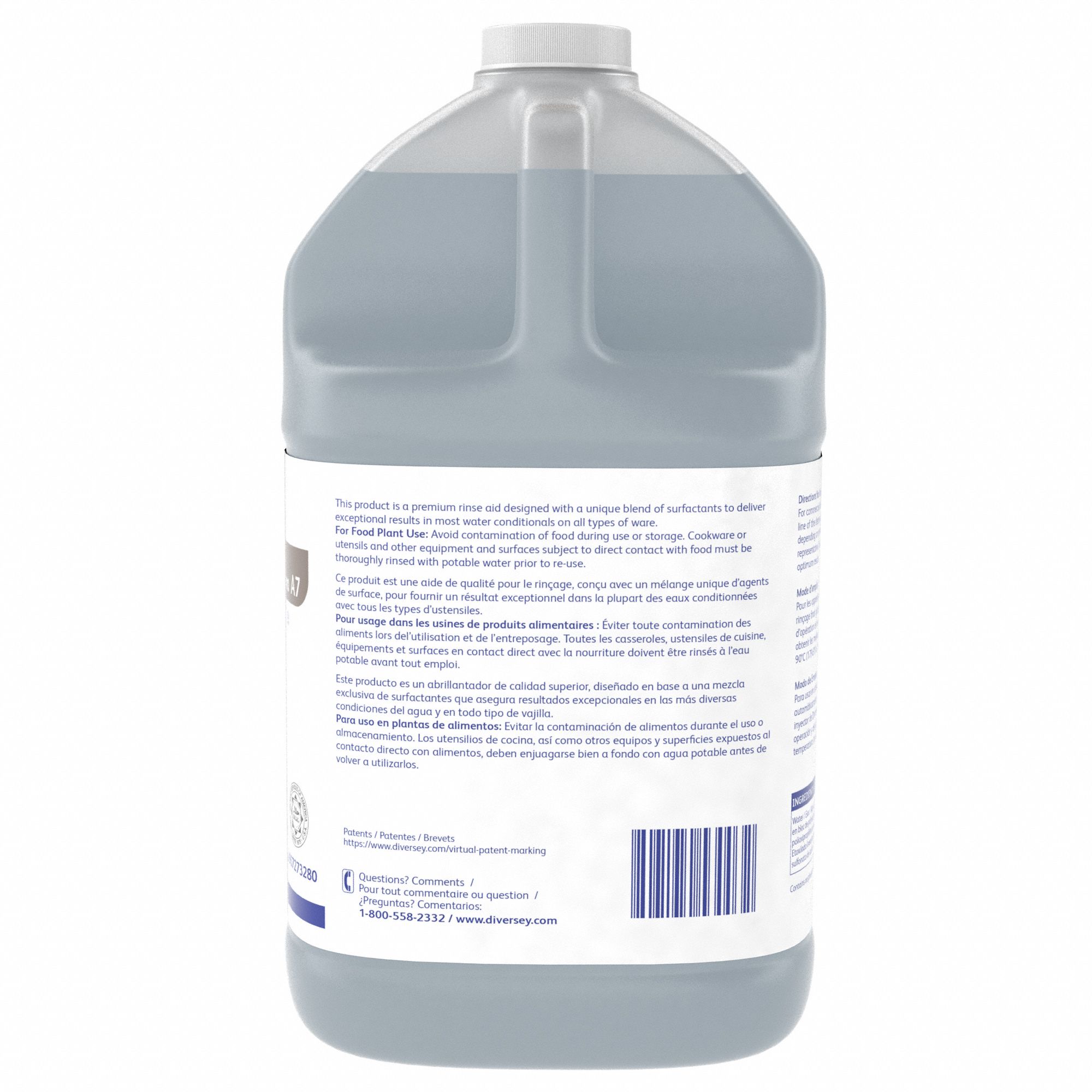 DIVERSEY Dishwasher Rinse Additive: Liquid, Jug, 1 gal, Unscented, 4 PK ...