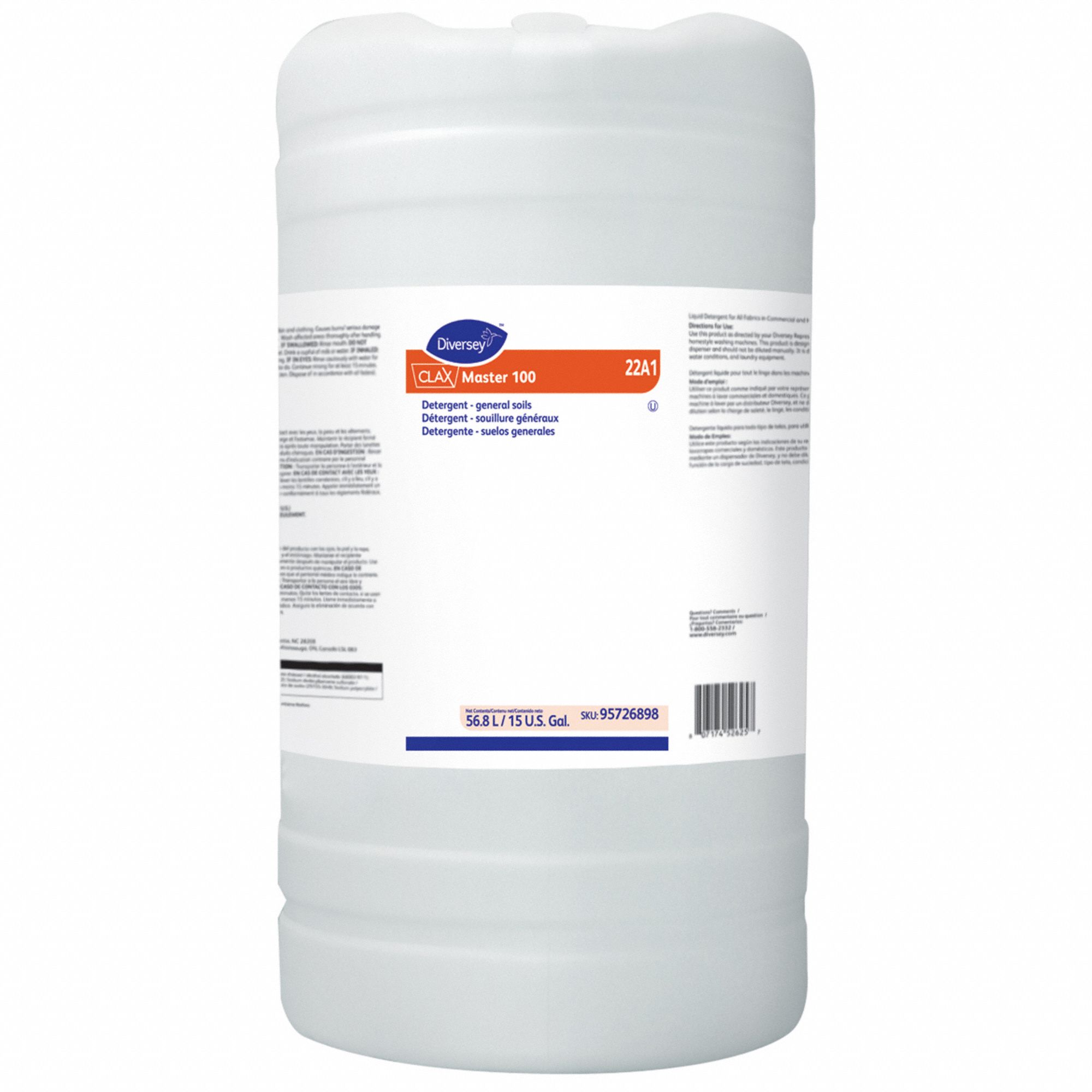 DIVERSEY, Drum, 15 gal, Laundry Detergent - 32GT04|95726898 - Grainger
