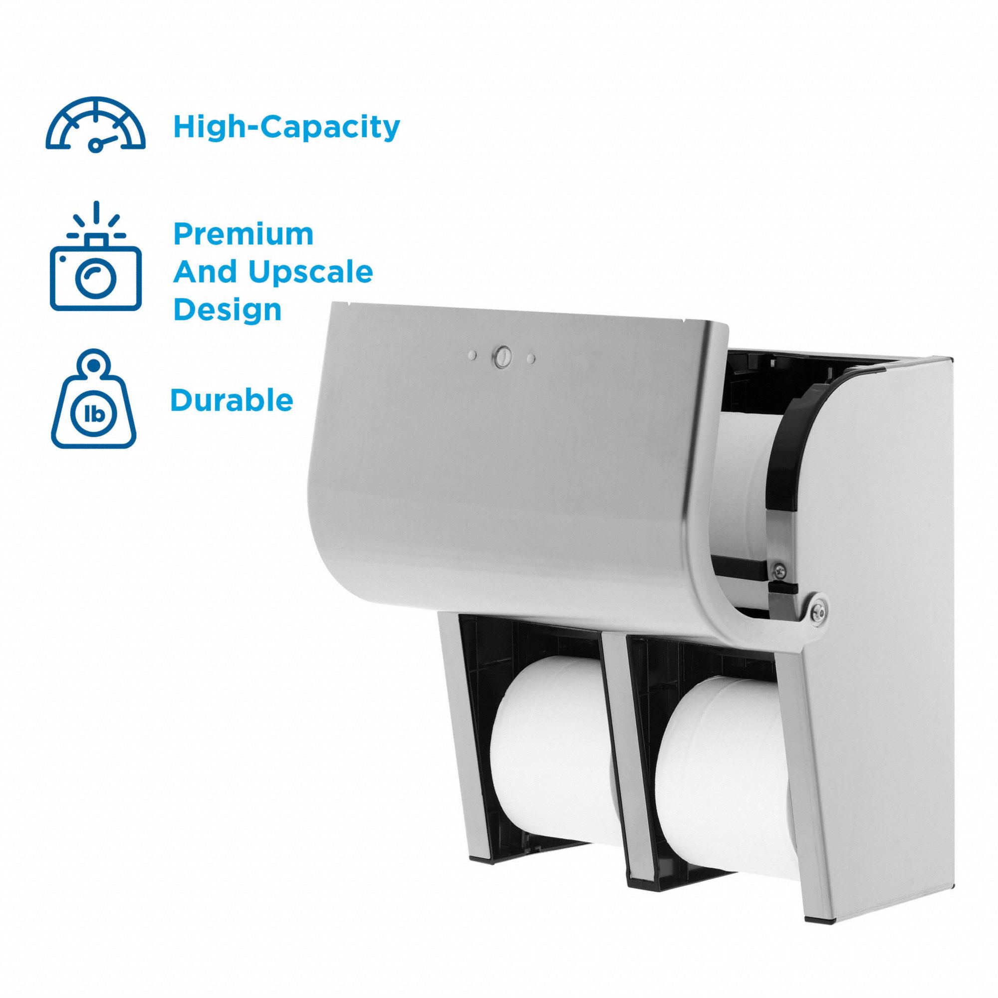 GEORGIA-PACIFIC Toilet Paper Dispenser: Coreless, Vertical Quad Roll, Steel, Silver, Compact(R ...