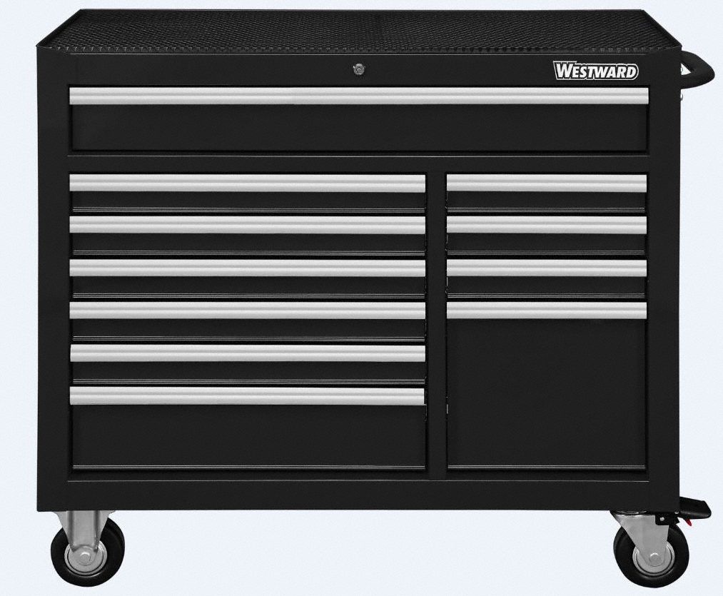 WESTWARD Gloss Black, Heavy Duty, Rolling Tool Cabinet, 42 in Overall ...