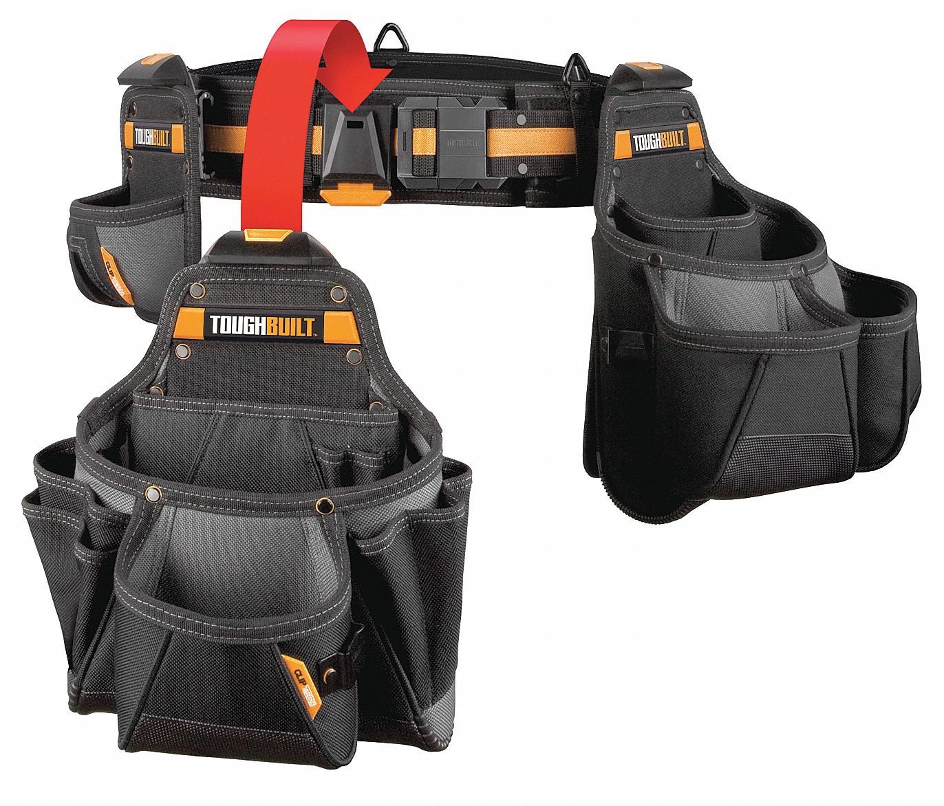 Black, Contractors Tool Pouch Set, Polyester, ABS Plastic - Grainger