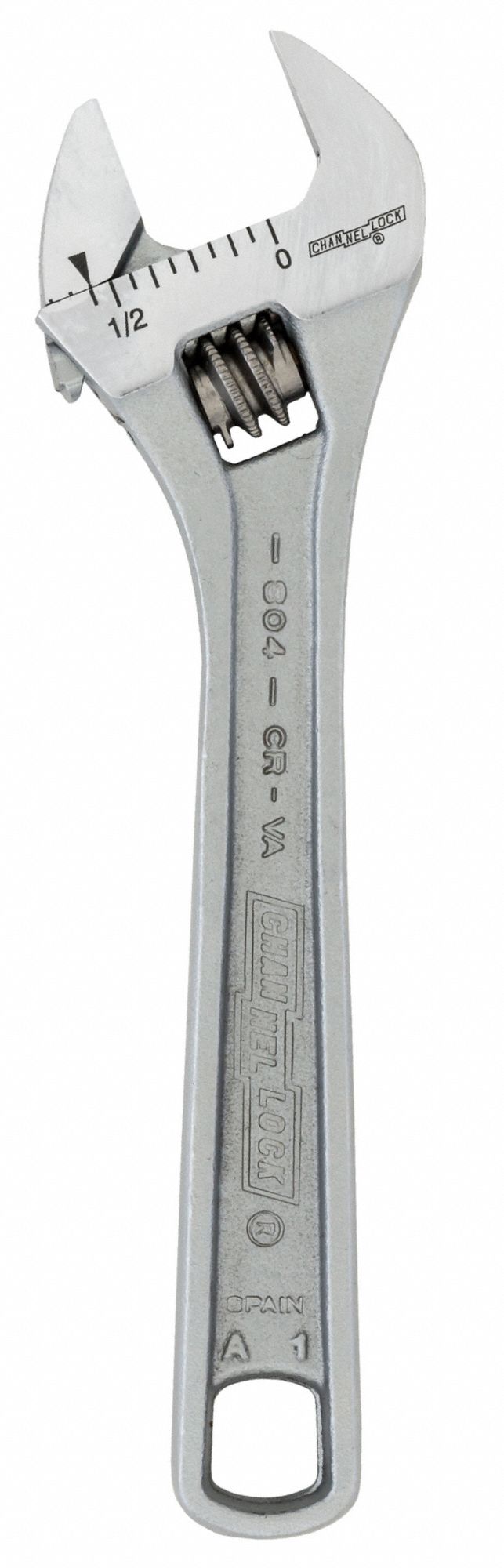 CHANNELLOCK Adjustable Wrench: Alloy Steel, Chrome, 4 1/2 in Overall Lg ...