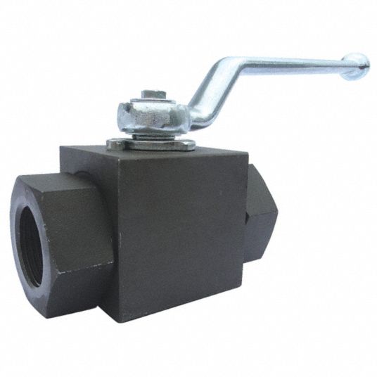 Ball Valve, Carbon Steel, Inline, 3-Piece, Pipe Size 1/2 in, Connection ...