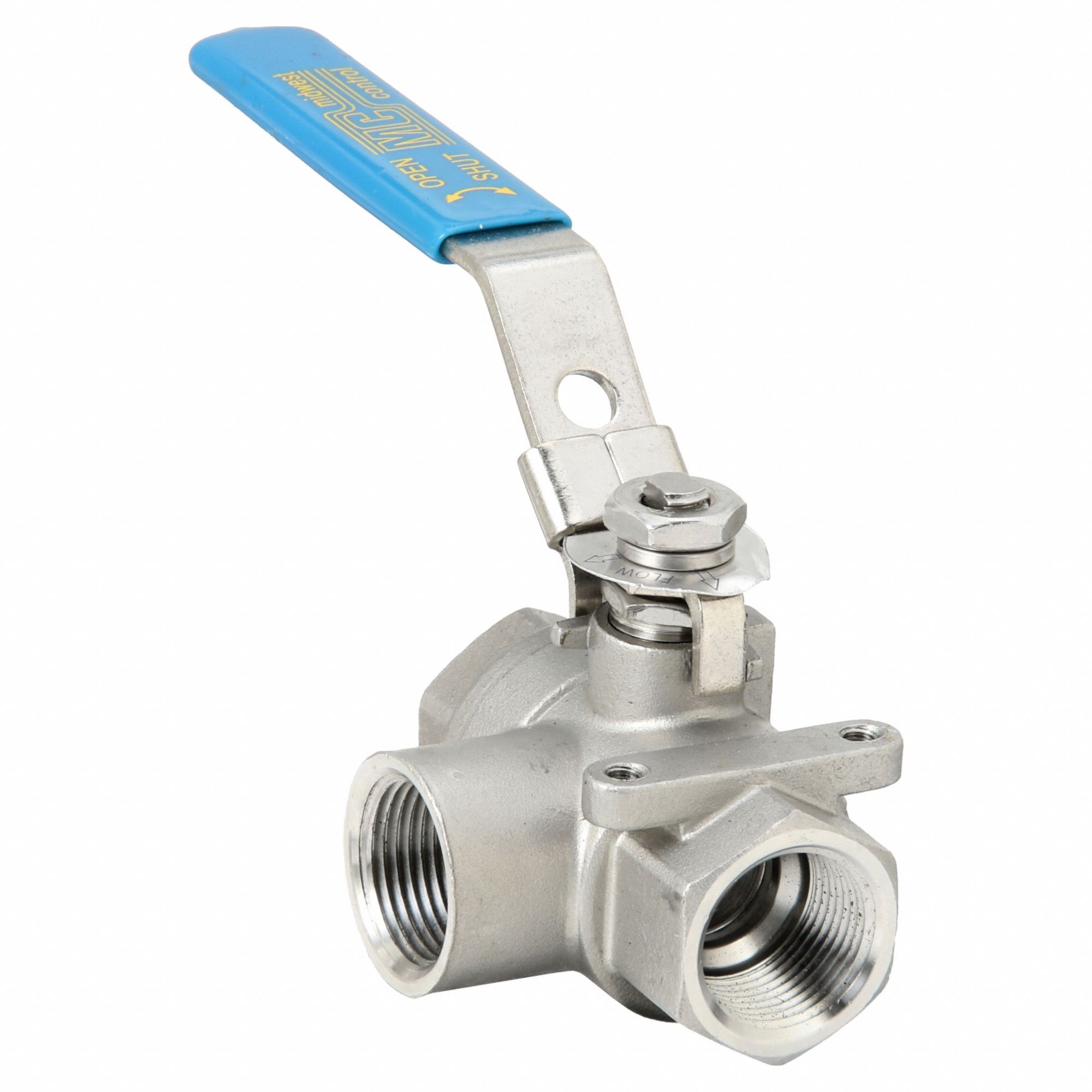 3/4 in, 316 Stainless Steel, Manual Three-Way Ball Valve - 32H989|G ...
