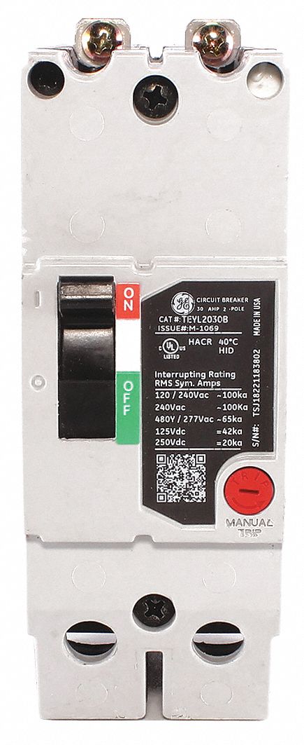 GE, 30 A Amps, 65kA at 277/480V AC, Molded Case Circuit Breaker - 32HZ11|TEYL2030B - Grainger