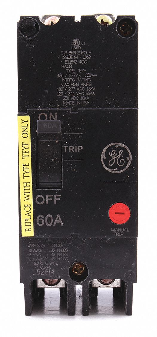 GE, 60 A Amps, 18kA at 277/480V AC, Molded Case Circuit Breaker - 32HZ85|TEYF260 - Grainger