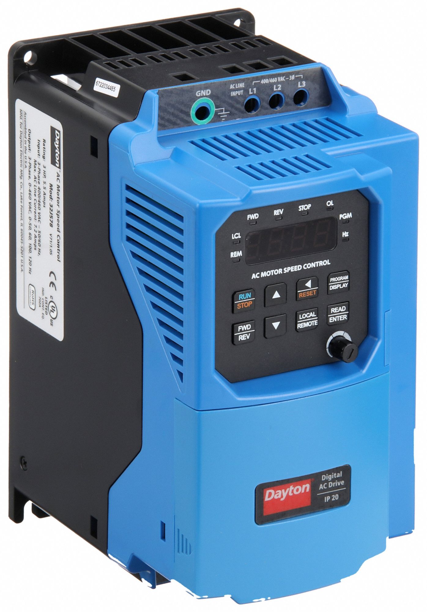 DAYTON, 230V AC, 3 hp Max Output Power, Variable Frequency Drive ...