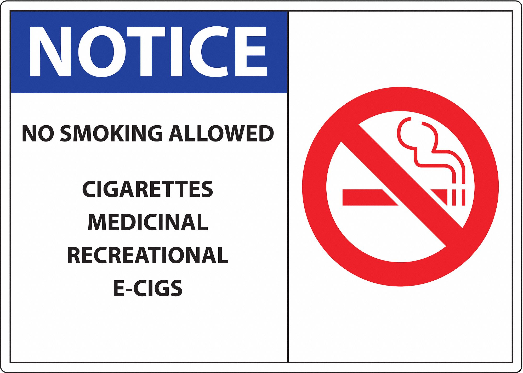 No Smoking Sign,ENG,Self-Adhesive,PK2 - Grainger