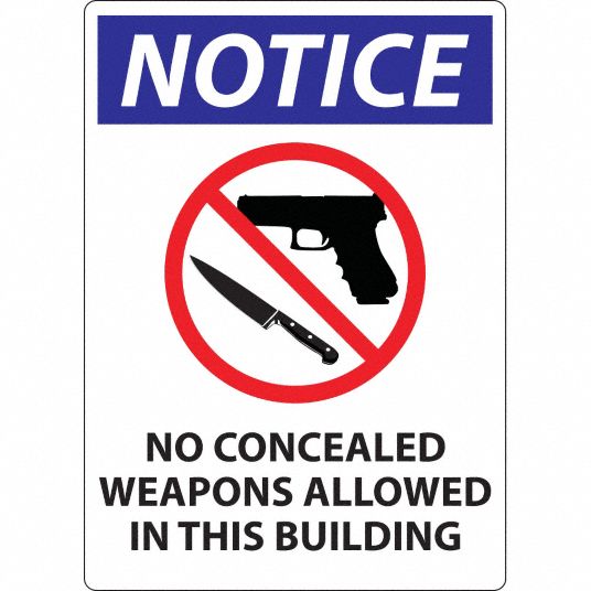Plastic, Adhesive Sign Mounting, Concealed Carry Sign - 32KJ78|2815S ...
