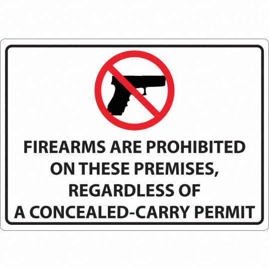 ZING Aluminum, Concealed Carry Sign, 14 in Width, 10 in Height, English ...
