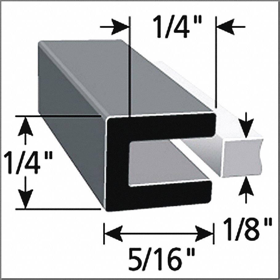 TRIM-LOK TRIM SEAL, SQUARE EDGE, 1/8 IN GAP, BLACK, 0.3125 IN LEG, 10 ...