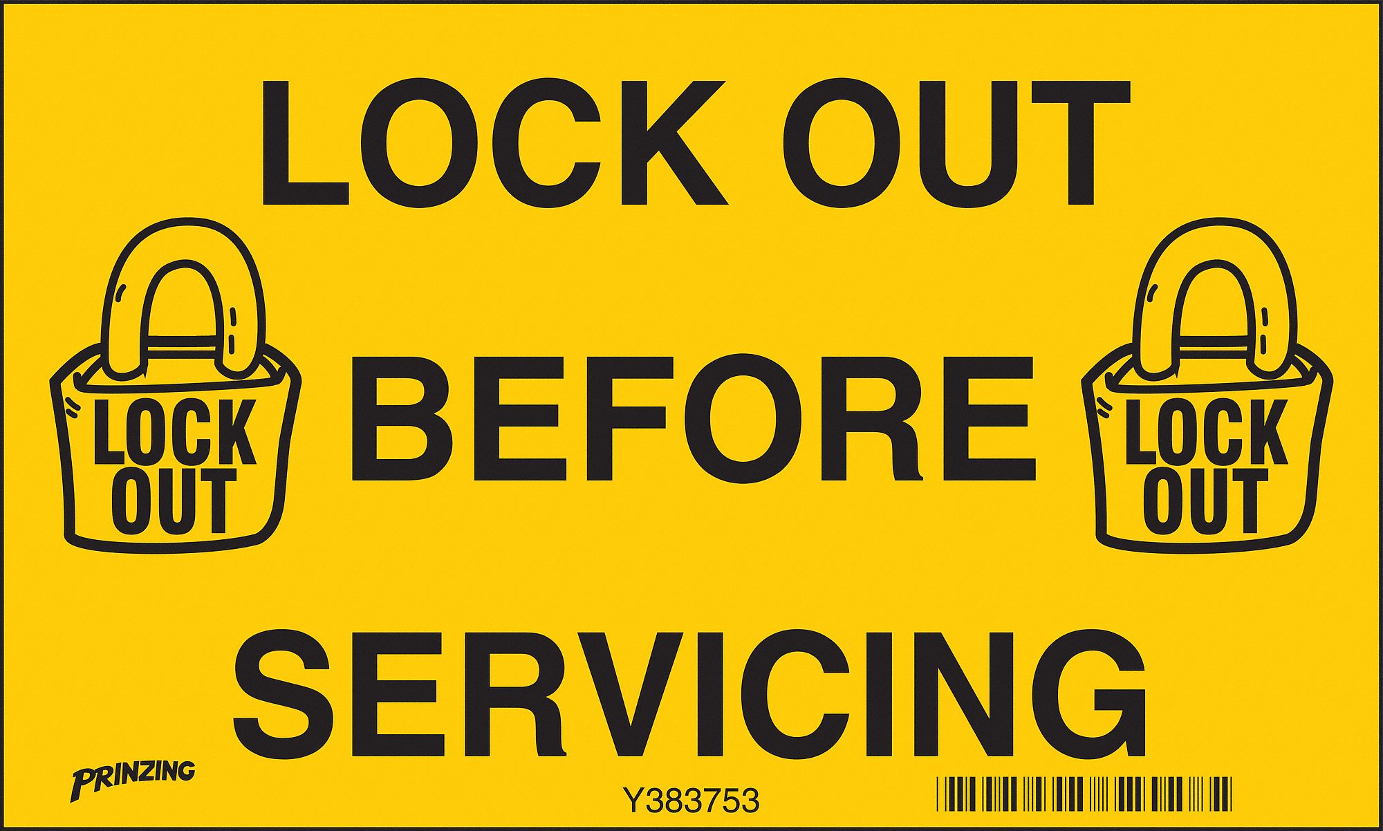 Custom Sign, Lock Out Before Servicing, Header No Header, Rectangle, 3 ...