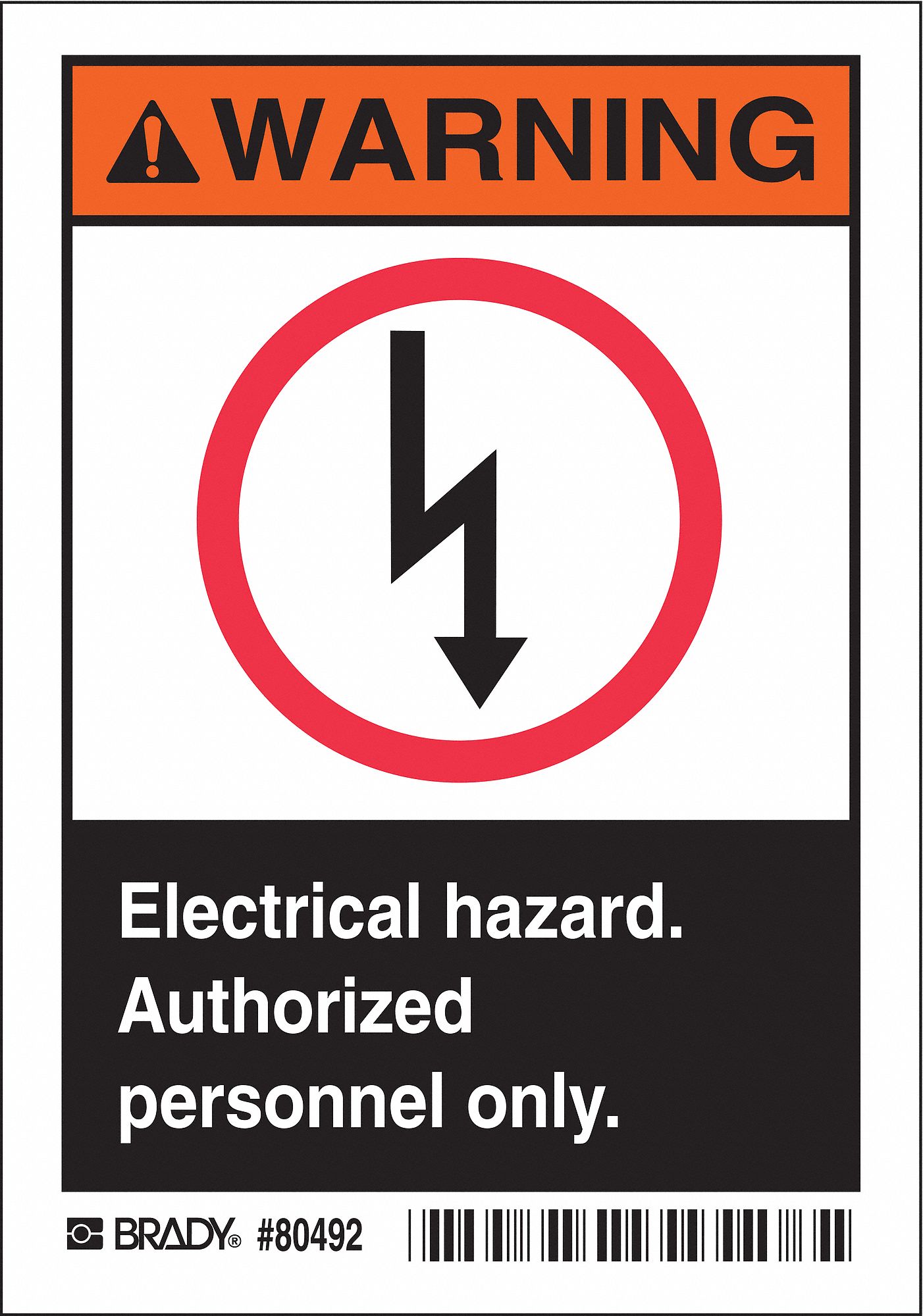Warning Sign, Electrical Hazard. Authorized Personnel Only., Header ...