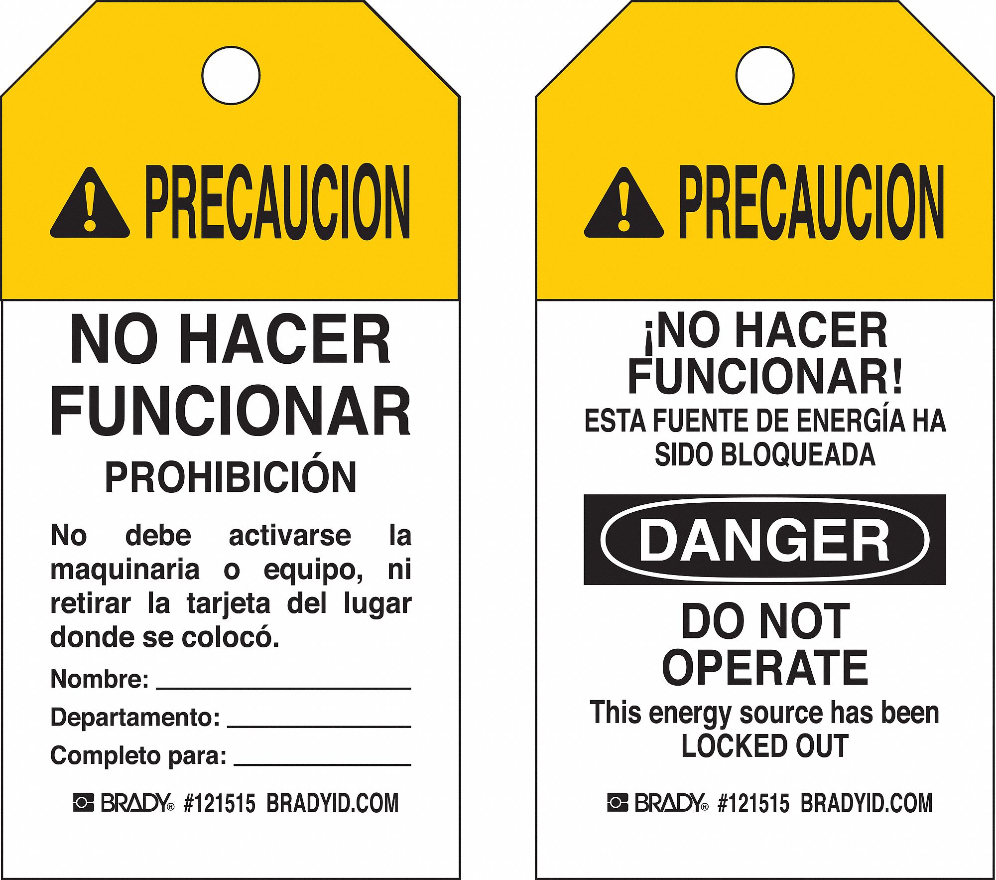 BRADY, Precaution, Paper, Caution Tag - 32MJ21|121517 - Grainger