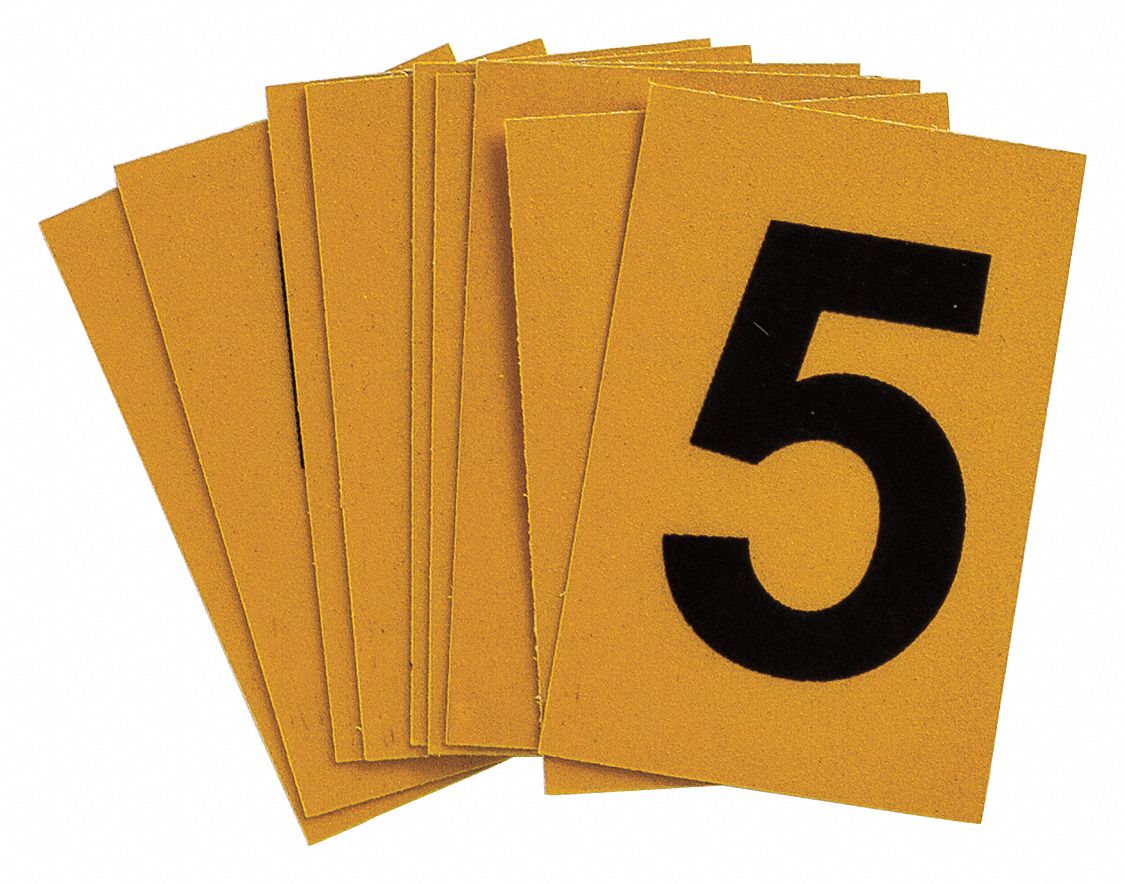 BRADY Brady 5920-5 Brady Number Label: Numbers, 1 in Character Ht, 1 1/ ...