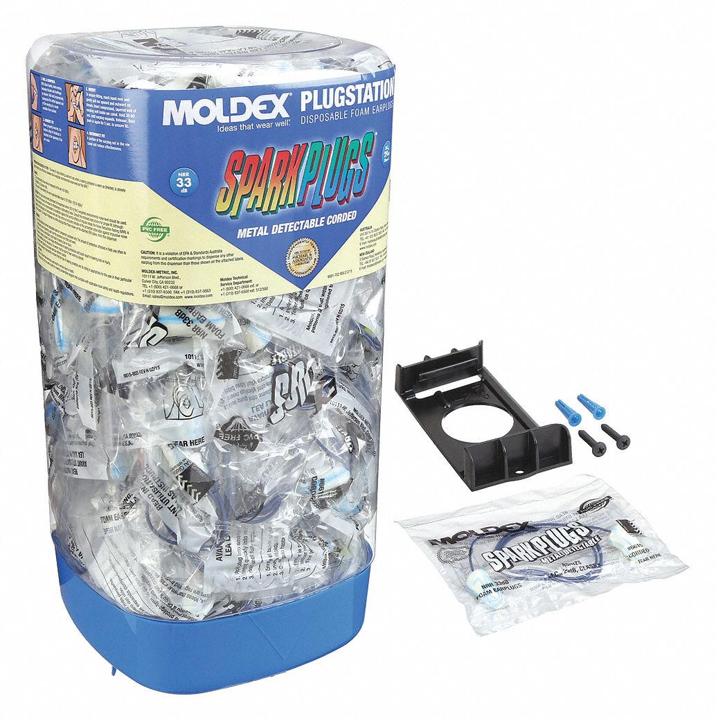 MOLDEX Ear Plug Dispensing System: Dispenser with Refill, Bullet, 33 dB ...