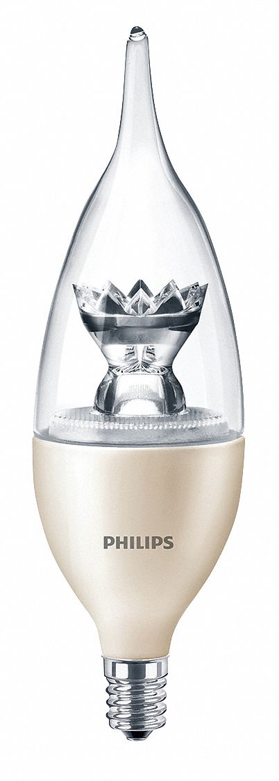 LED Lamp, BA12, Candelabra Screw (E12), 2700 K, 330, 4.5, 120 - Grainger