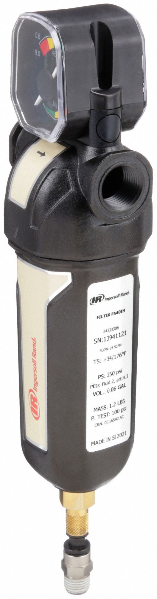 INGERSOLL RAND Compressed Air Filter: 0.01 micron, 1/2 in NPT, 22 cfm ...