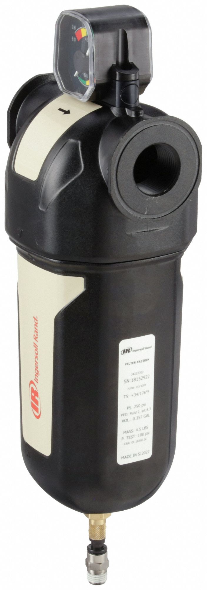 INGERSOLL RAND Compressed Air Filter: 0.01 micron, 1 in NPT, 135 cfm ...