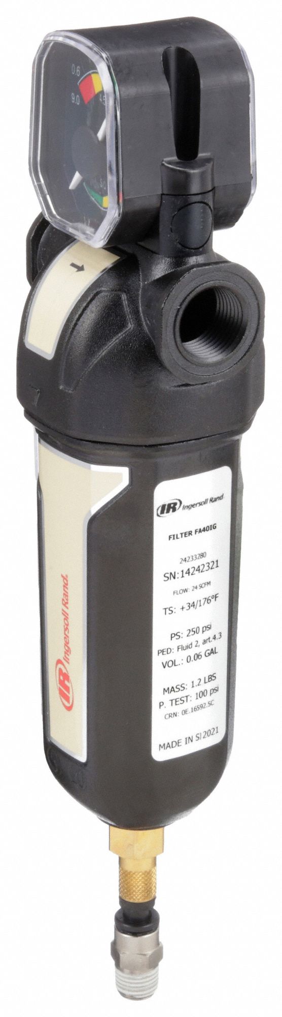 INGERSOLL RAND General Purpose Filter: 1 micron, 1/2 in NPT, 22 cfm ...