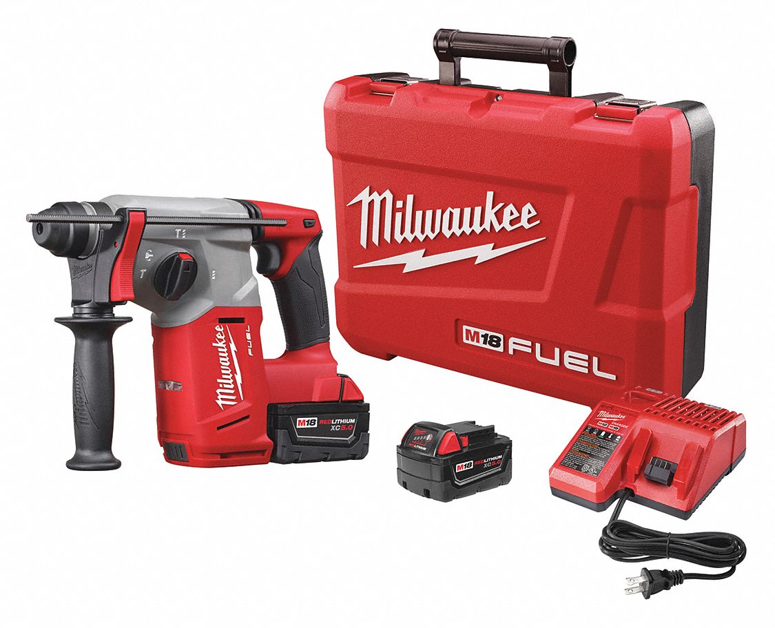 MILWAUKEE, Pistol-Grip, 18 V, Cordless Rotary Hammer Kit - 32NT37|2712 ...