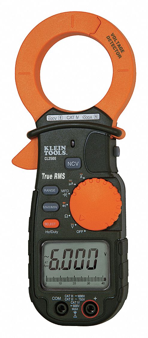 Clamp On Digital Clamp Meter, 2.0 in (51 mm) Jaw Capacity, CAT IV 600V ...